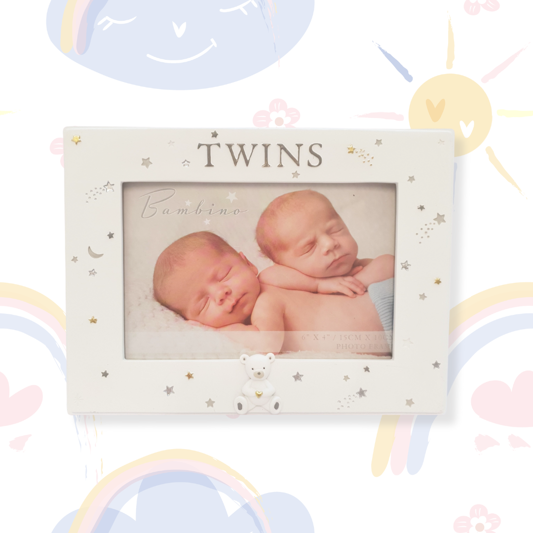 Baby Twins Frame - with Stars and Moons | Baby Twin Photo Frame | Baby ...
