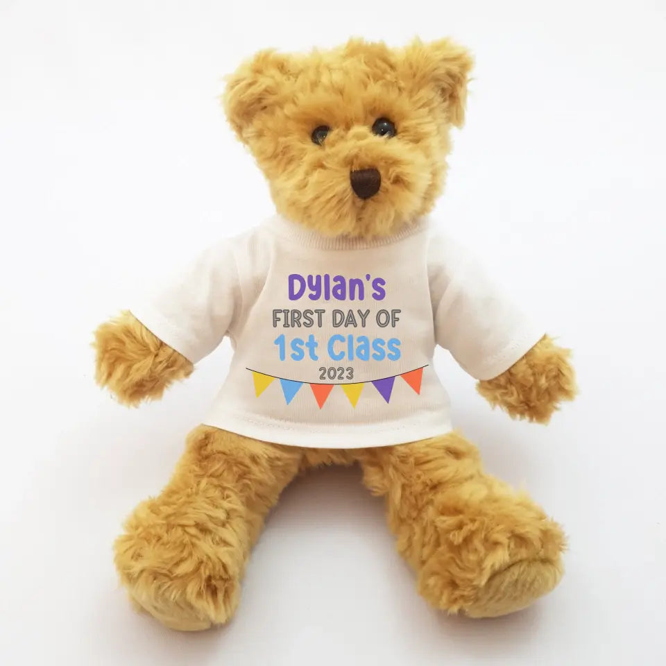 Personalised Traditional Teddy - First Day of School | Personalised ...