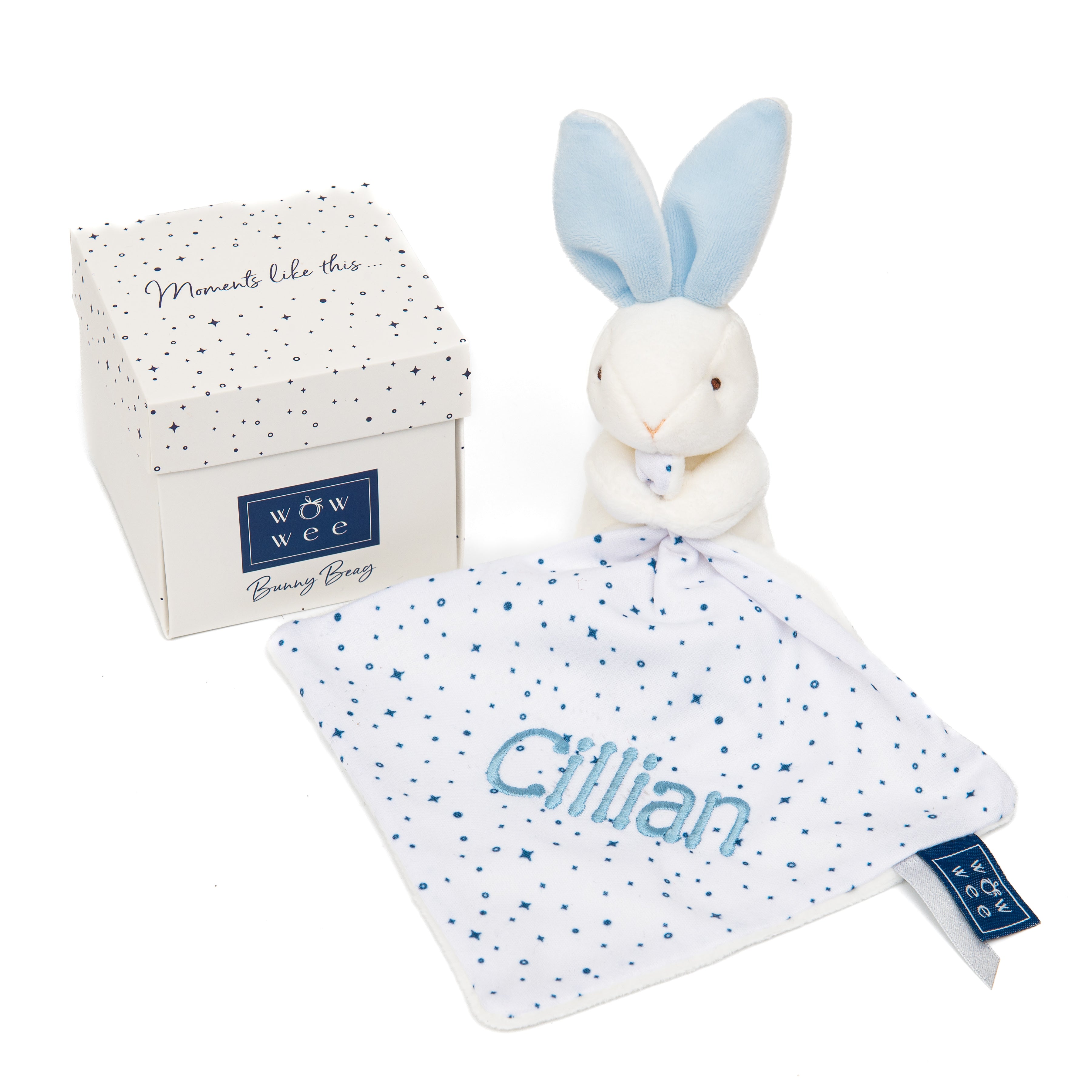 Bunny Beag Personalised Comforter by WowWee - Baby Blue | Personalised ...