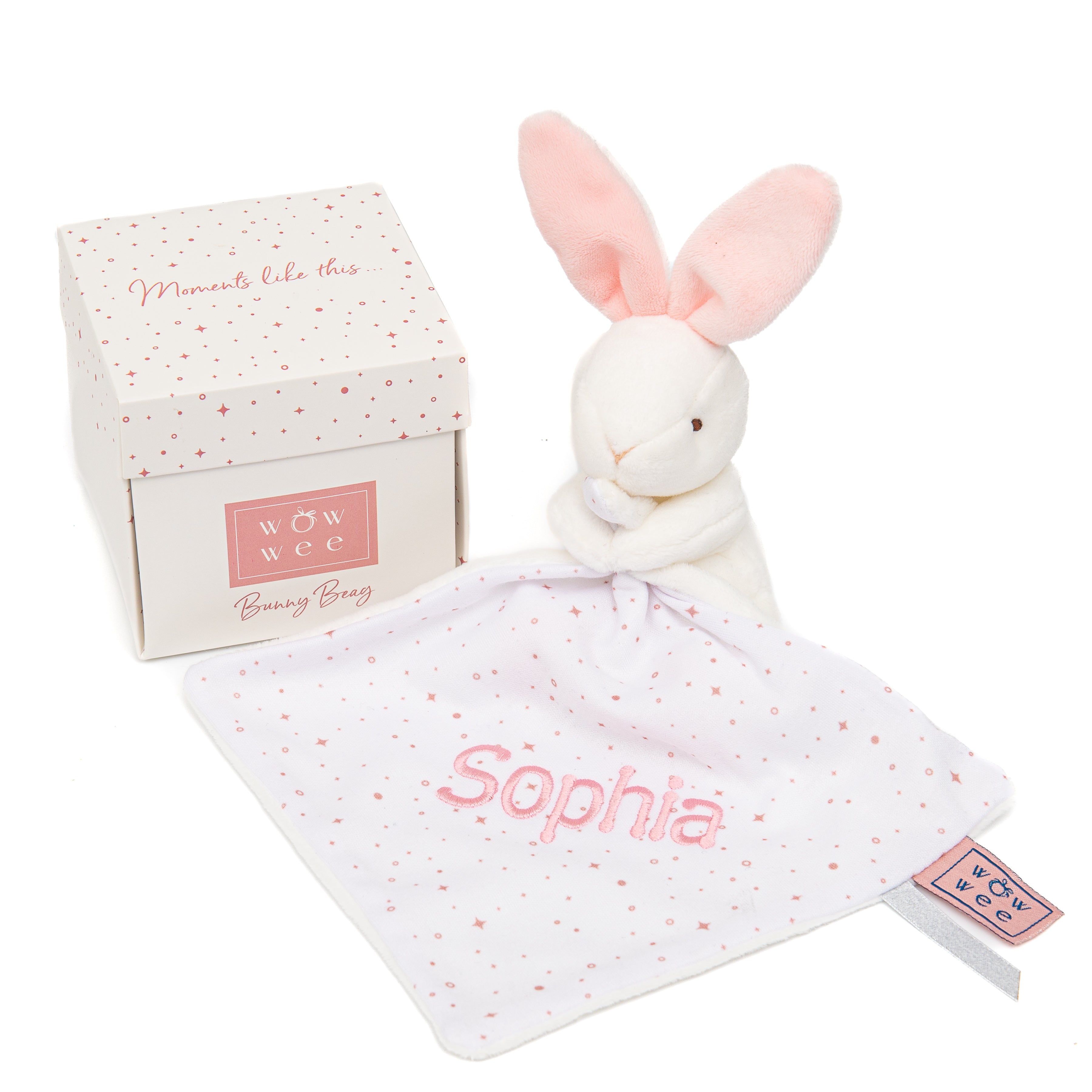 Bunny Beag Personalised Comforter by WowWee - Baby Pink | Personalised ...